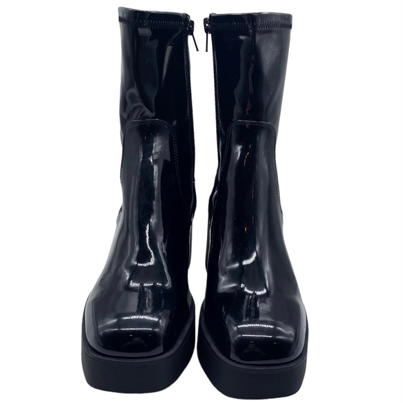 Aldo | Shoes | Aldo Boot Upstep Black Patent Vegan Leather Platform ...